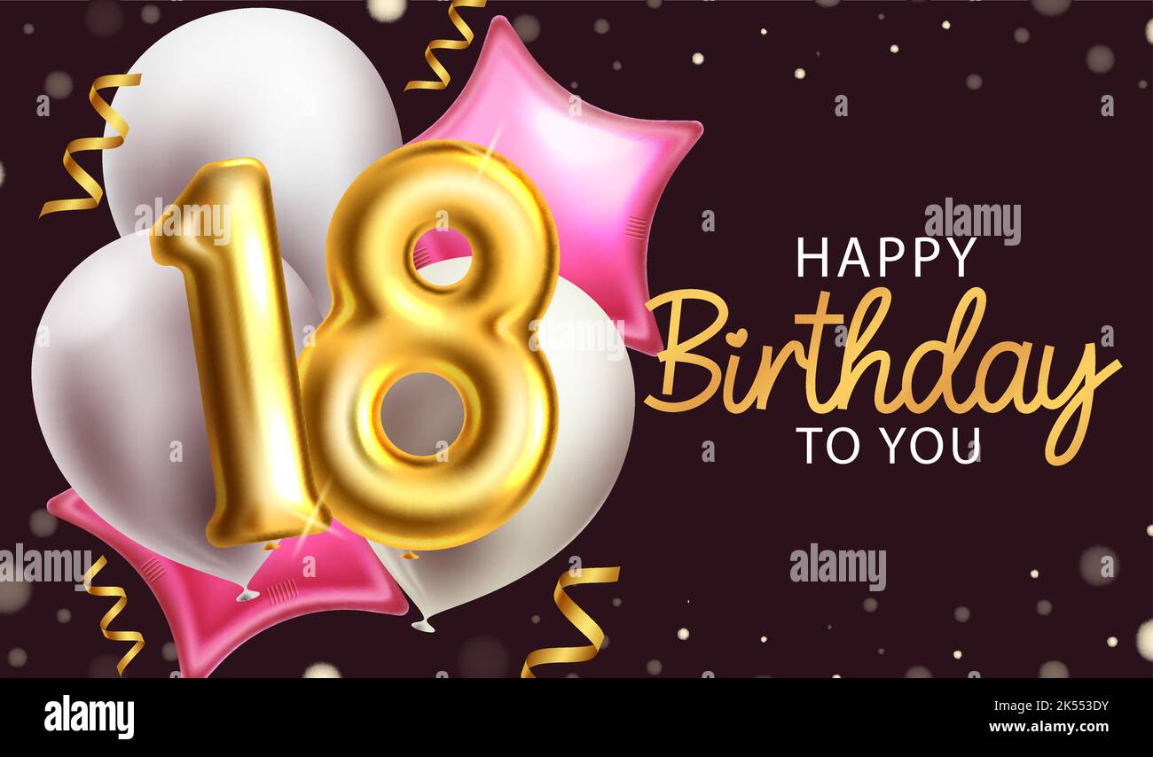 Birthday 18th vector background design. Happy birthday text with ...