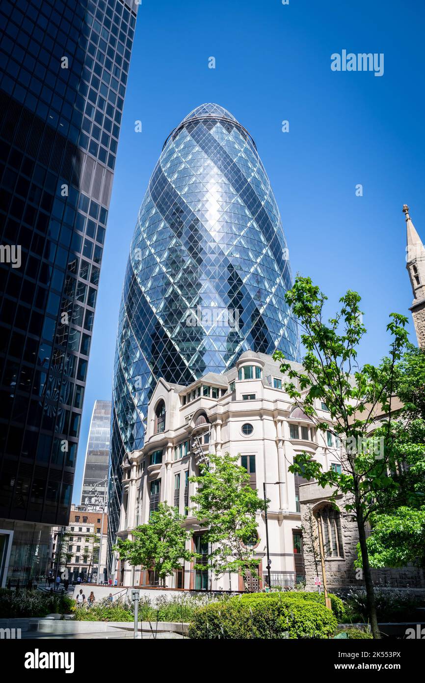 The Gherkin Building amongst a variety of other architecture. Located ...