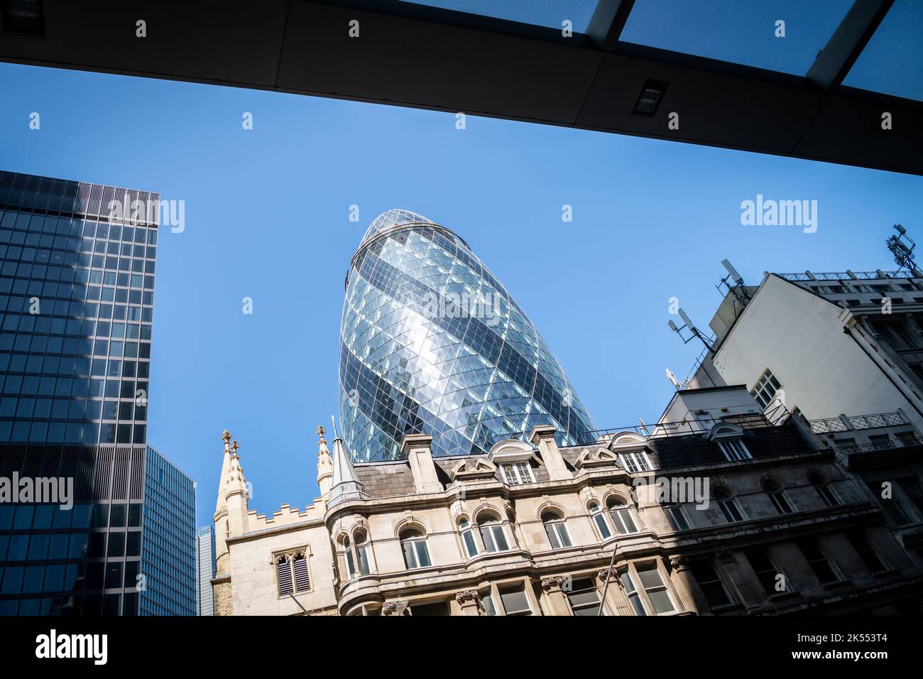 The Gherkin Building amongst a variety of other architecture. Located ...