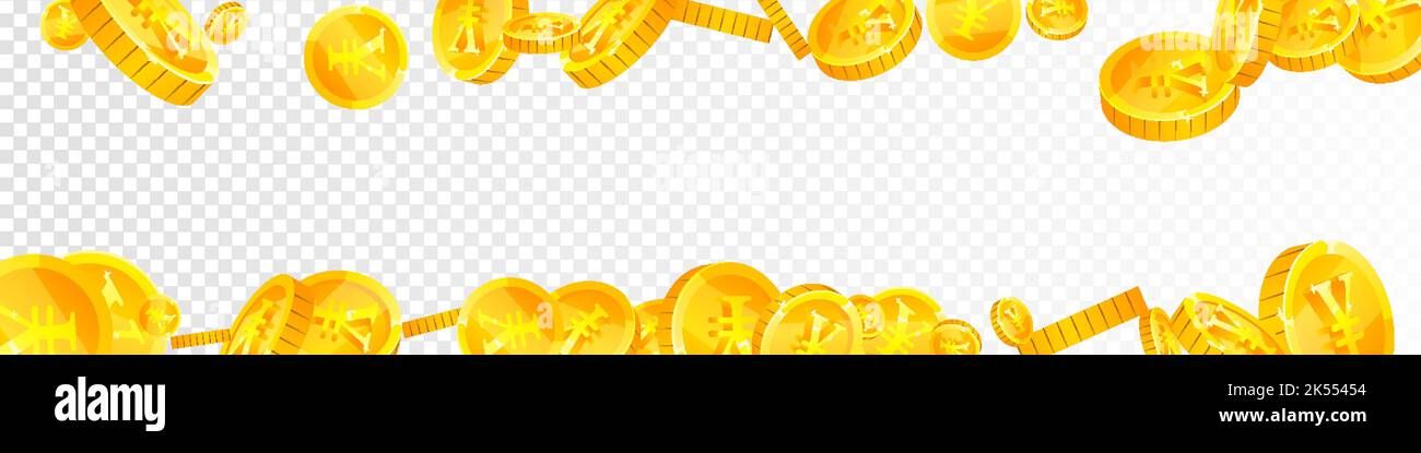 Chinese yuan coins falling. Scattered gold CNY coins. China money ...