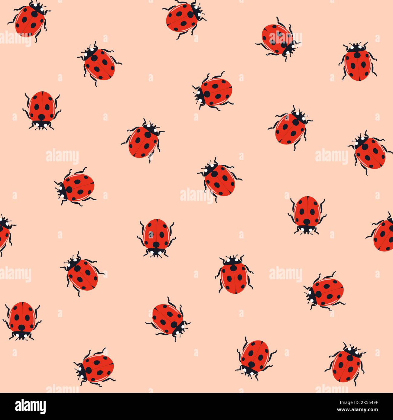 vector pattern with cute ladybugs, red bugs on a beige background ...