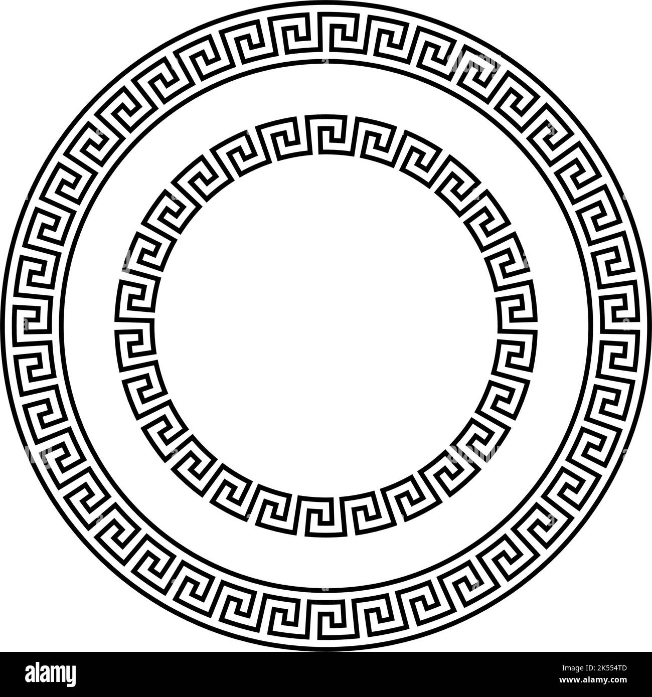 Greek ornament circle frame. Meander round pattern. Ancient Greek fret ...