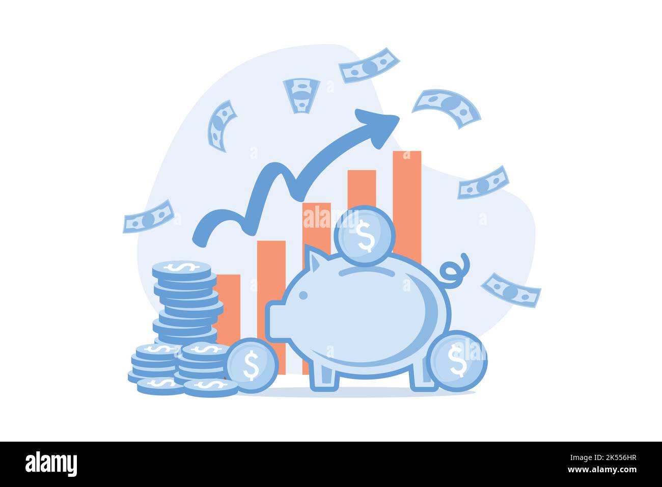piggy bank in the form of a piglet on a white background, financial ...