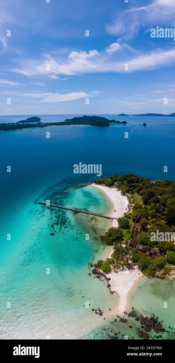 Tropical Island Koh Kham Trat Thailand, aerial view of the tropical ...