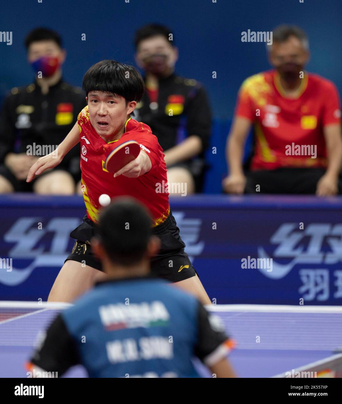 CHENGDU, CHINA - OCTOBER 6, 2022 - Wang Chuqin of China competes ...
