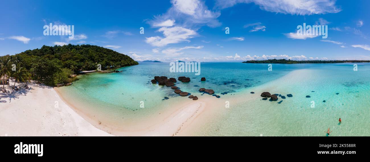 Tropical Island Koh Kham Trat Thailand, aerial view of the tropical ...
