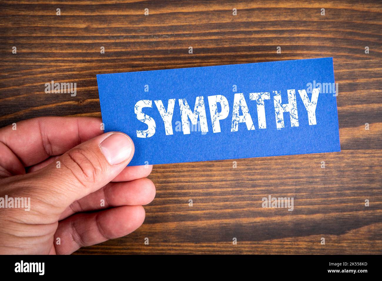 Sympathy. Blue piece of paper with a text in a man's hand Stock Photo ...
