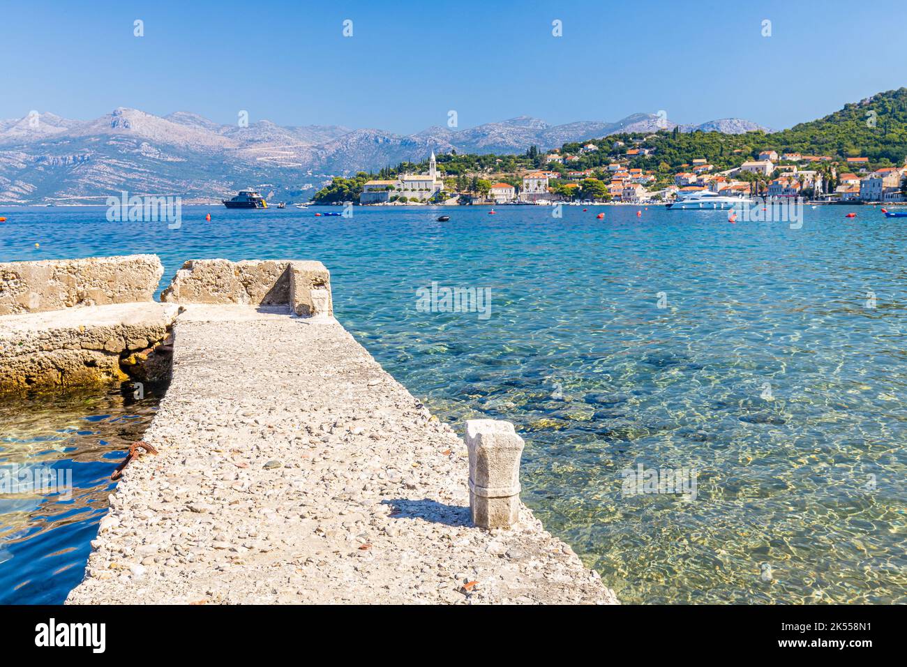 Lopud harbour, island in Elafiti archipel, Croatia Stock Photo - Alamy