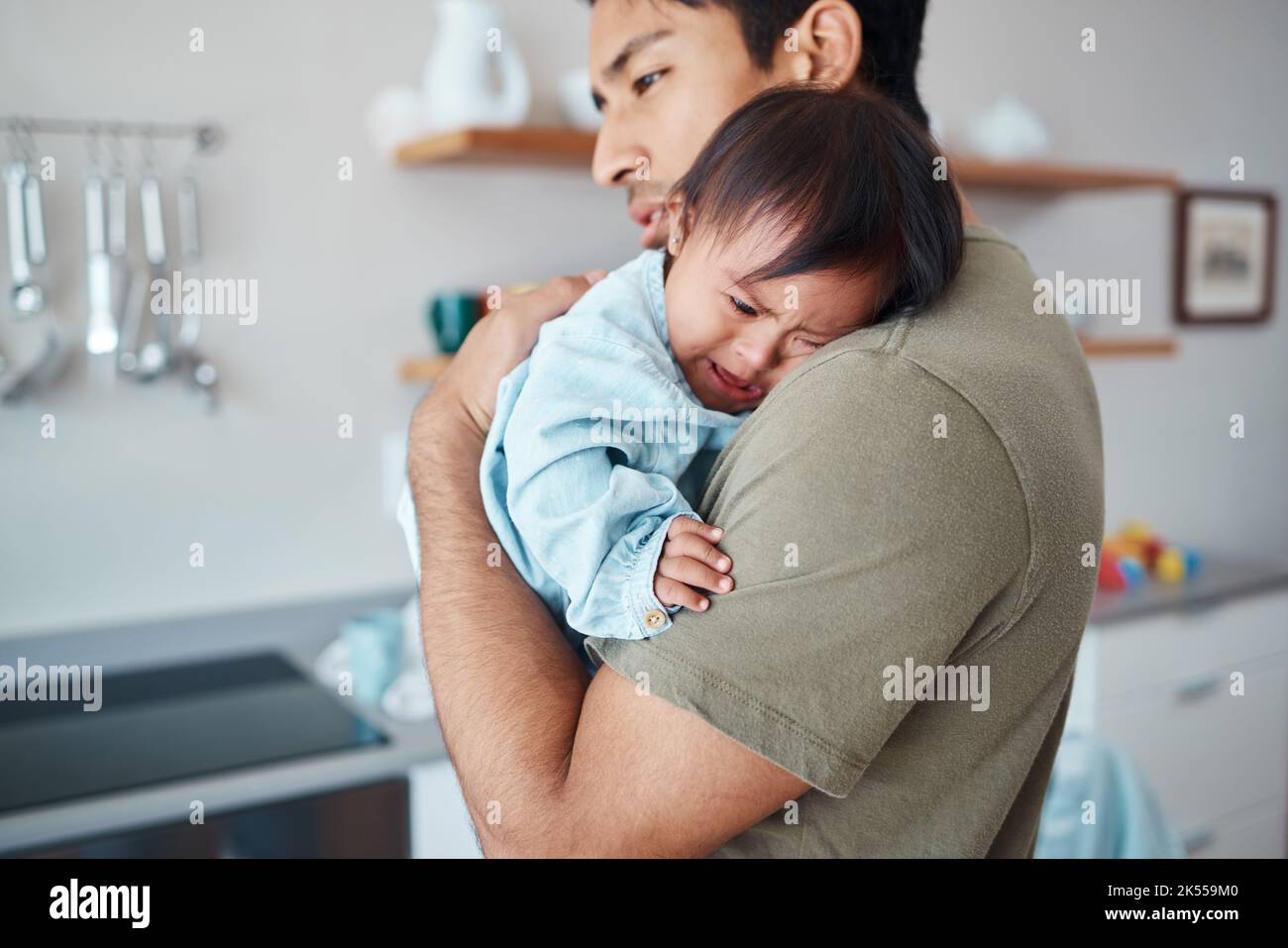 Son consoling sad father home hi-res stock photography and images - Alamy