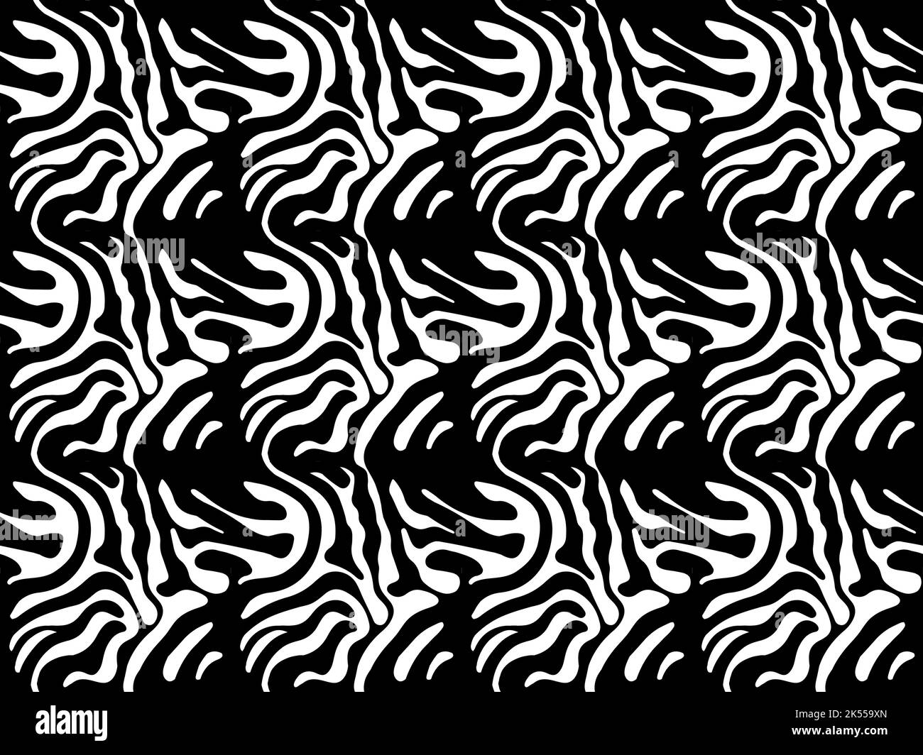 Zebra style seamless vector pattern with cells effect, black and white ...
