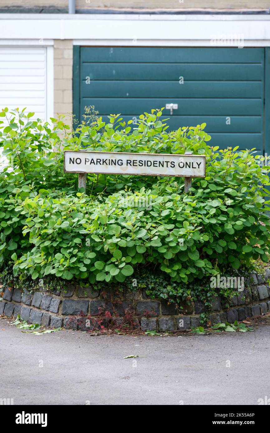 A small housing estate with sign saying No parking residents only Stock ...