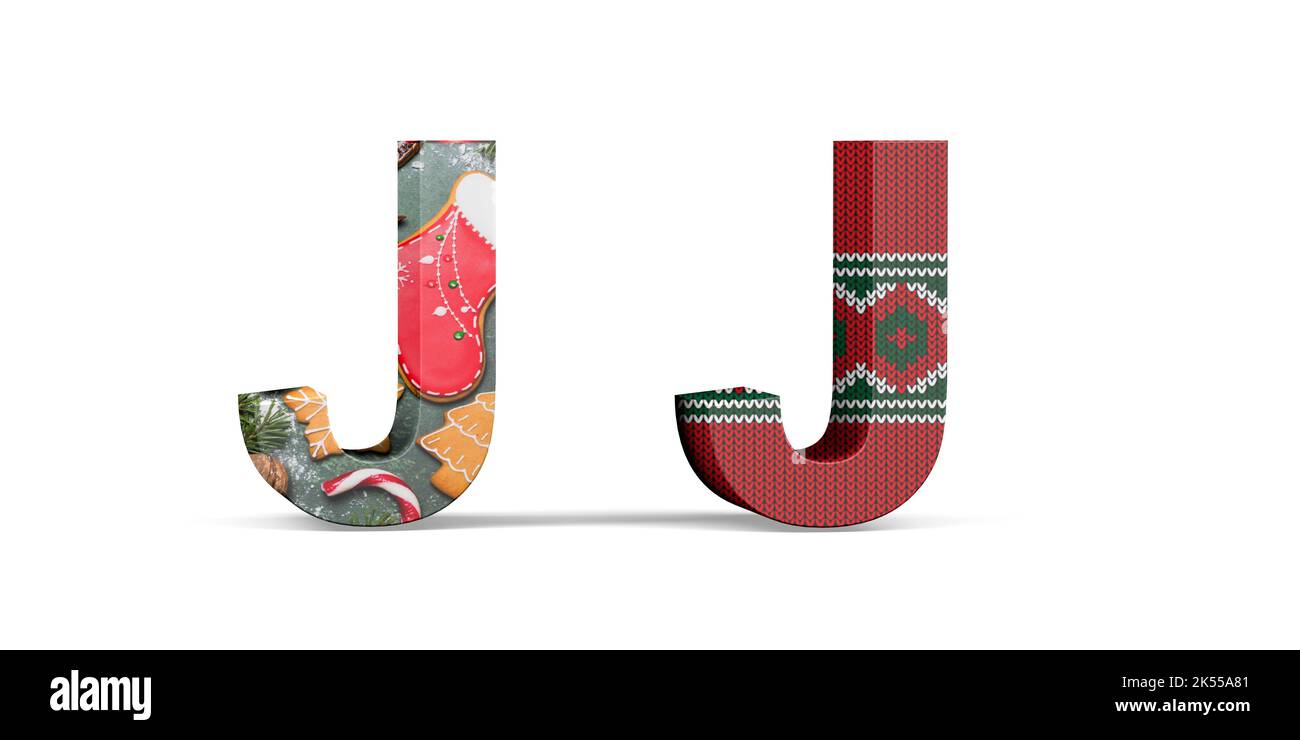 Christmas letter - two three dimensional letter with textures with ...