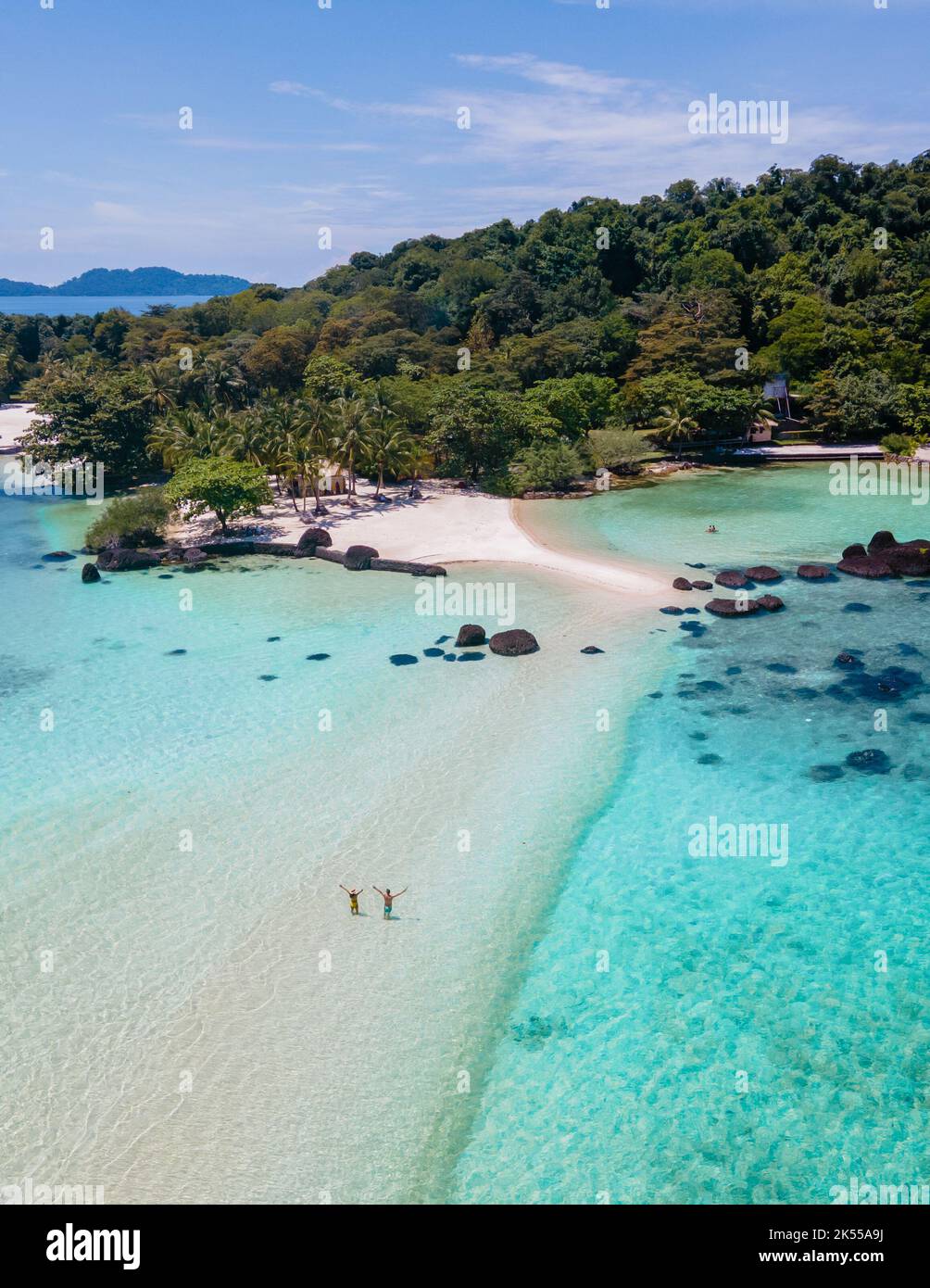 Couple man and women on a tropical island in Thailand, Koh Kham Island ...