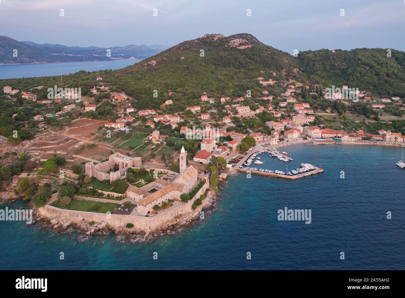 Lopud harbour, island in Elafiti archipel, Croatia Stock Photo - Alamy