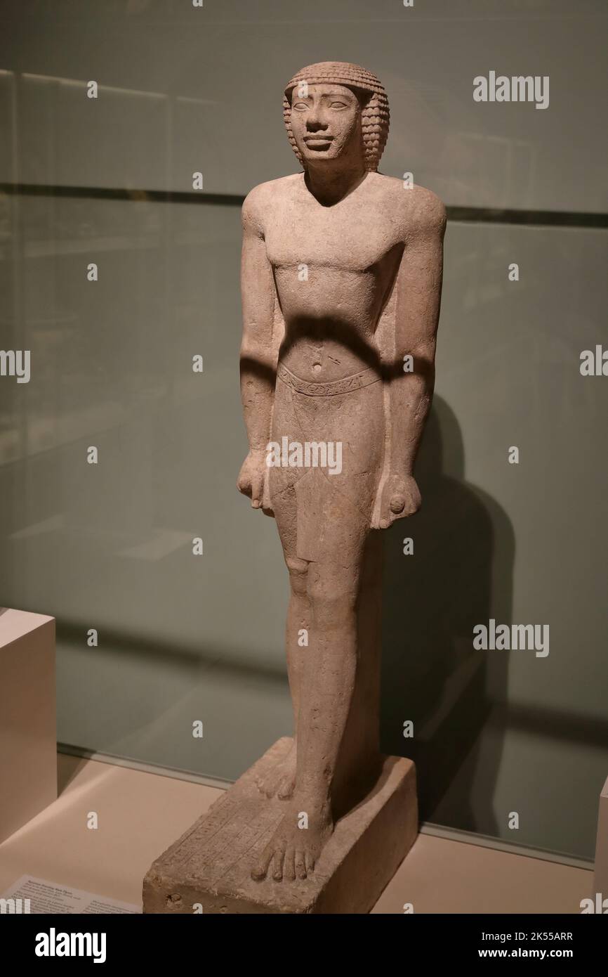 Egyptian standing male figure probably from Giza at the British Museum ...