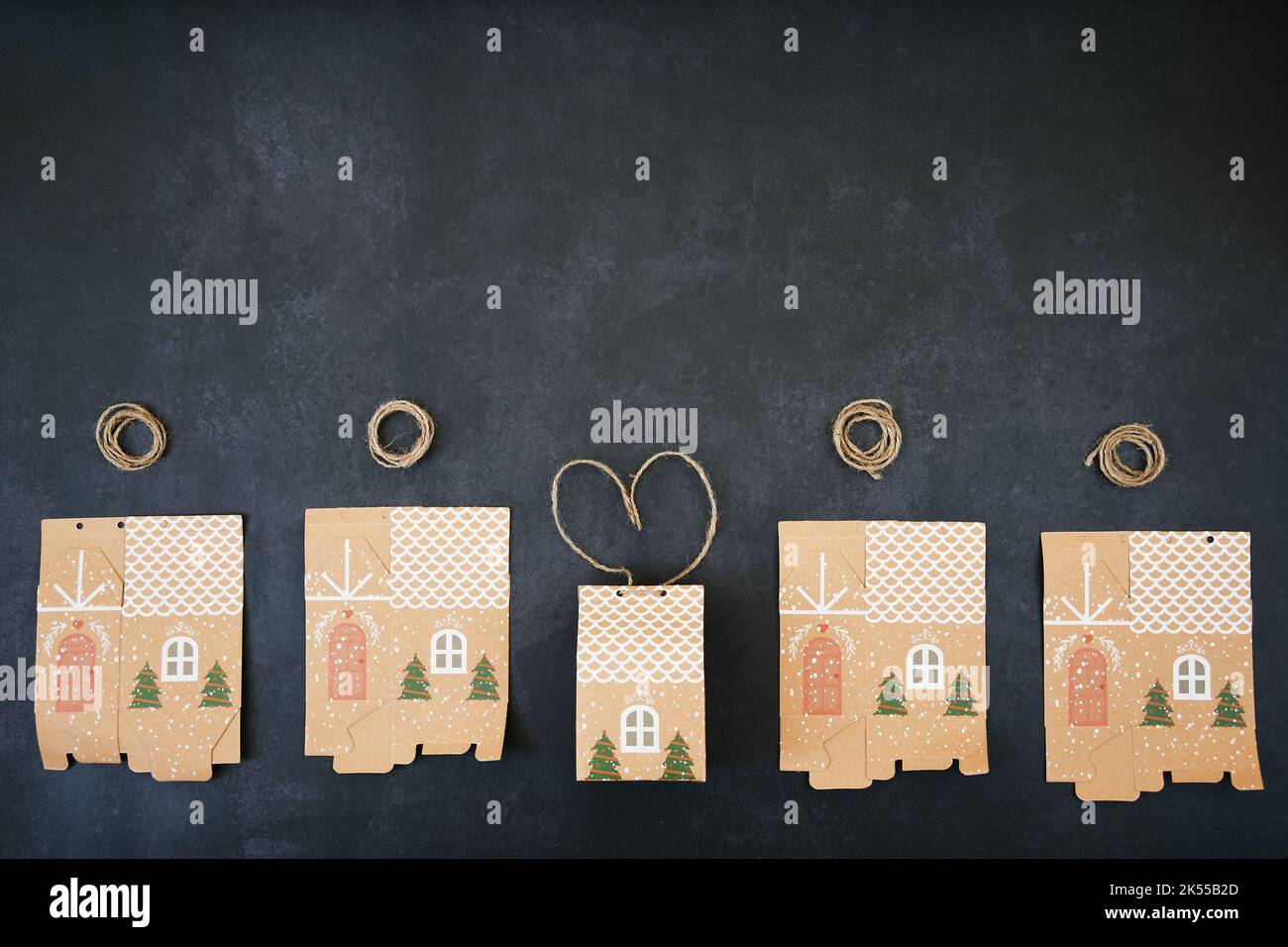 Handmade Christmas gift boxes with chocolate sweets for New Year. DIY ...