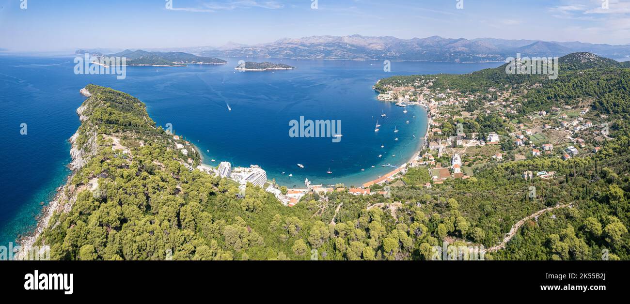 Lopud harbour, island in Elafiti archipel, Croatia Stock Photo - Alamy
