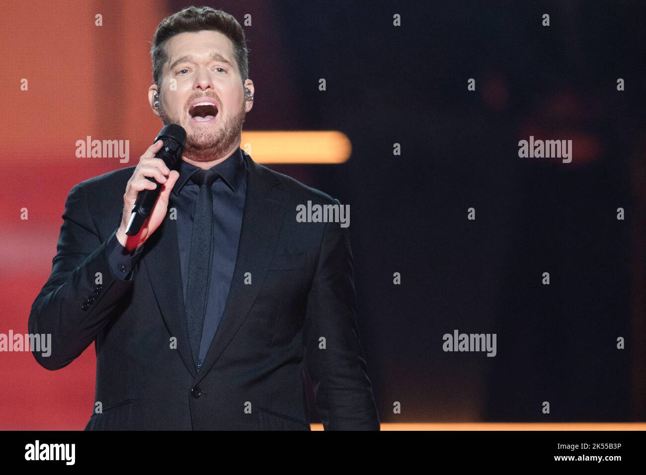 Calgary, Alberta, Canada, Michael Bublé performs on stage during his ...