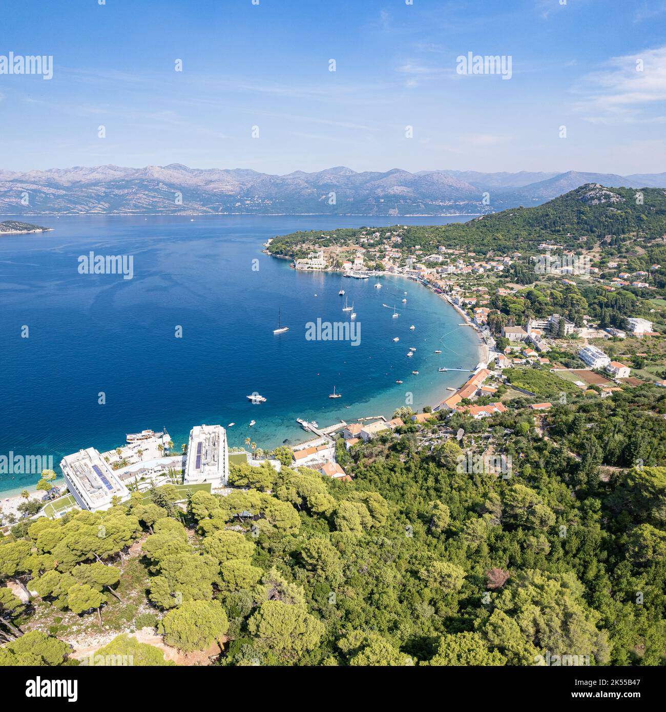 Lopud harbour, island in Elafiti archipel, Croatia Stock Photo - Alamy