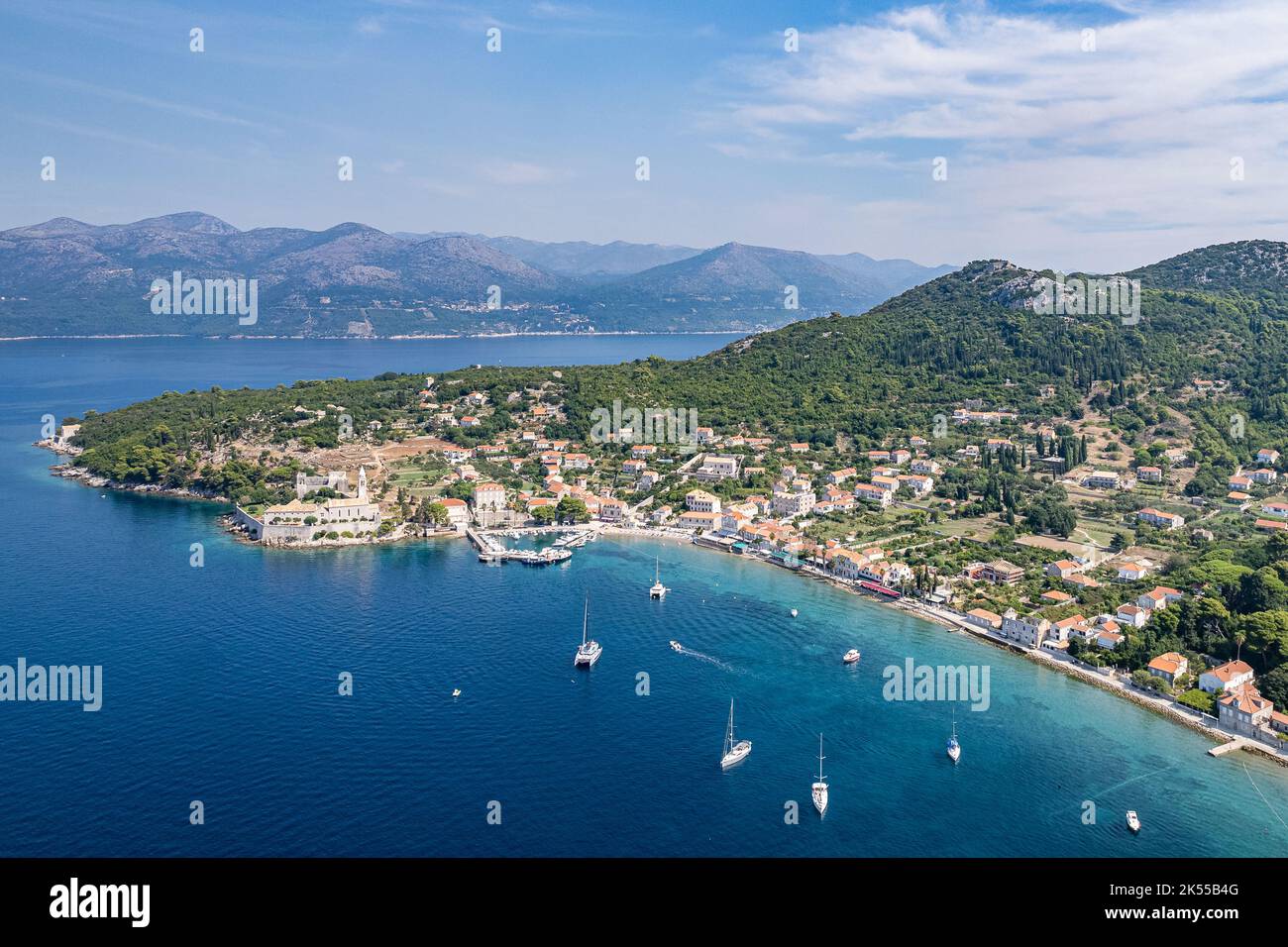 Lopud harbour, island in Elafiti archipel, Croatia Stock Photo - Alamy