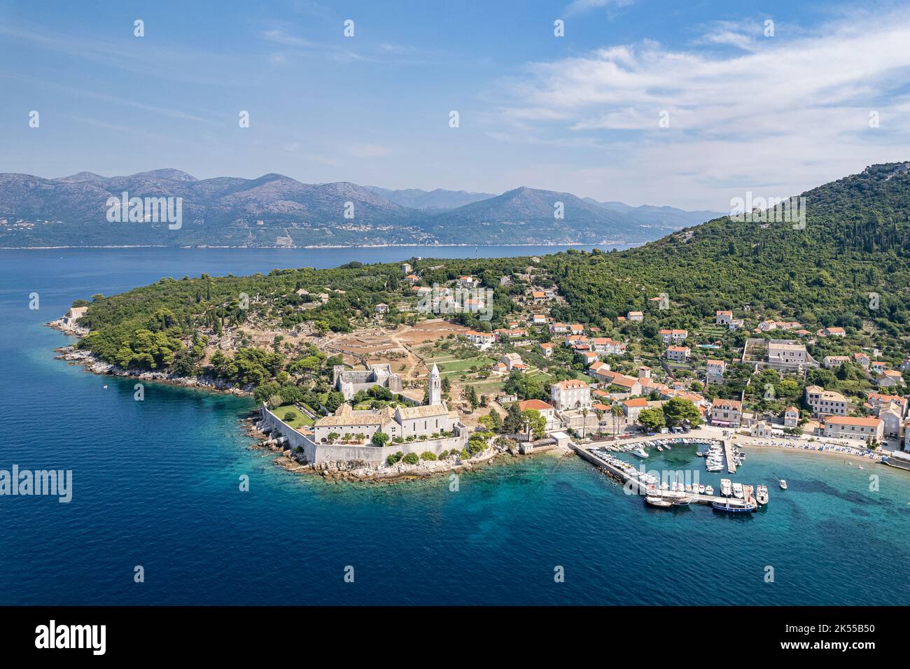 Lopud harbour, island in Elafiti archipel, Croatia Stock Photo - Alamy