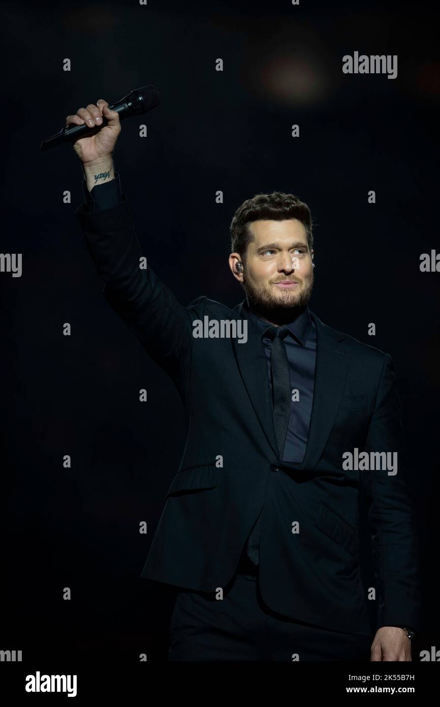 Calgary, Alberta, Canada, Michael Bublé performs on stage during his ...