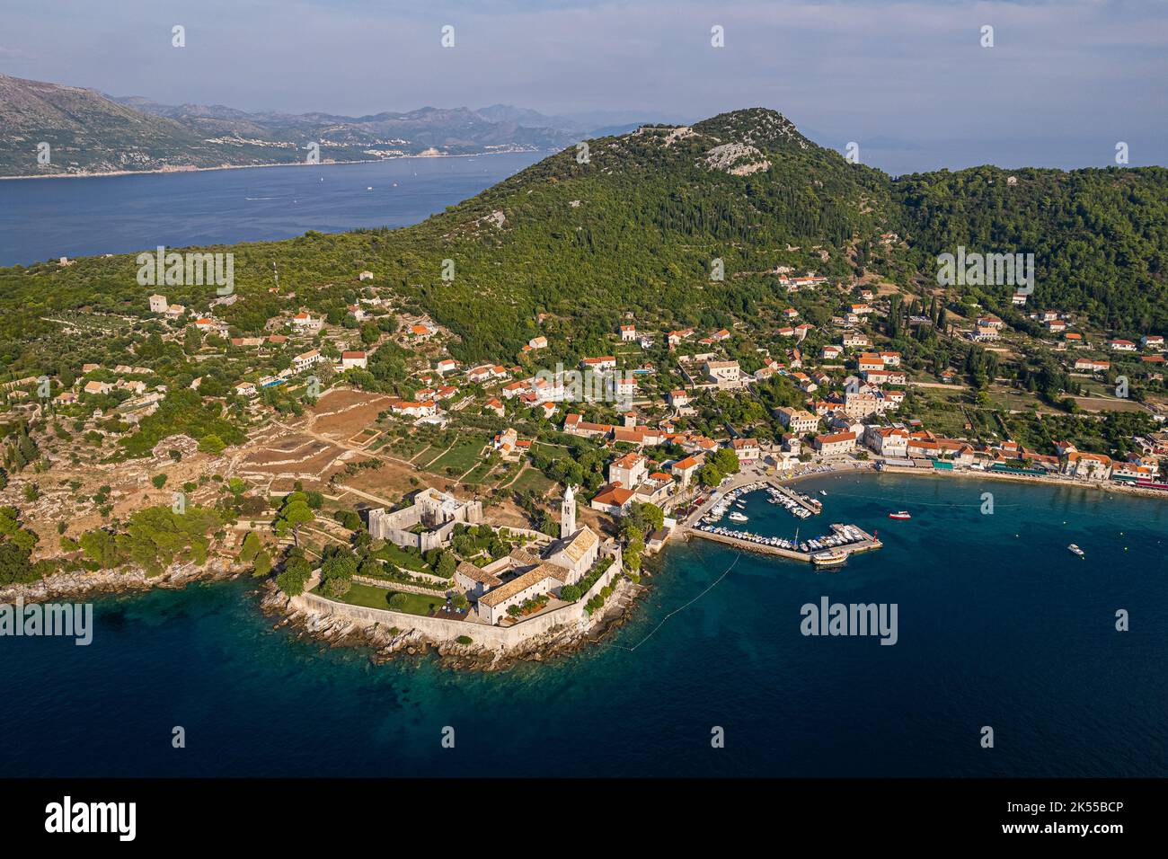 Lopud harbour, island in Elafiti archipel, Croatia Stock Photo - Alamy