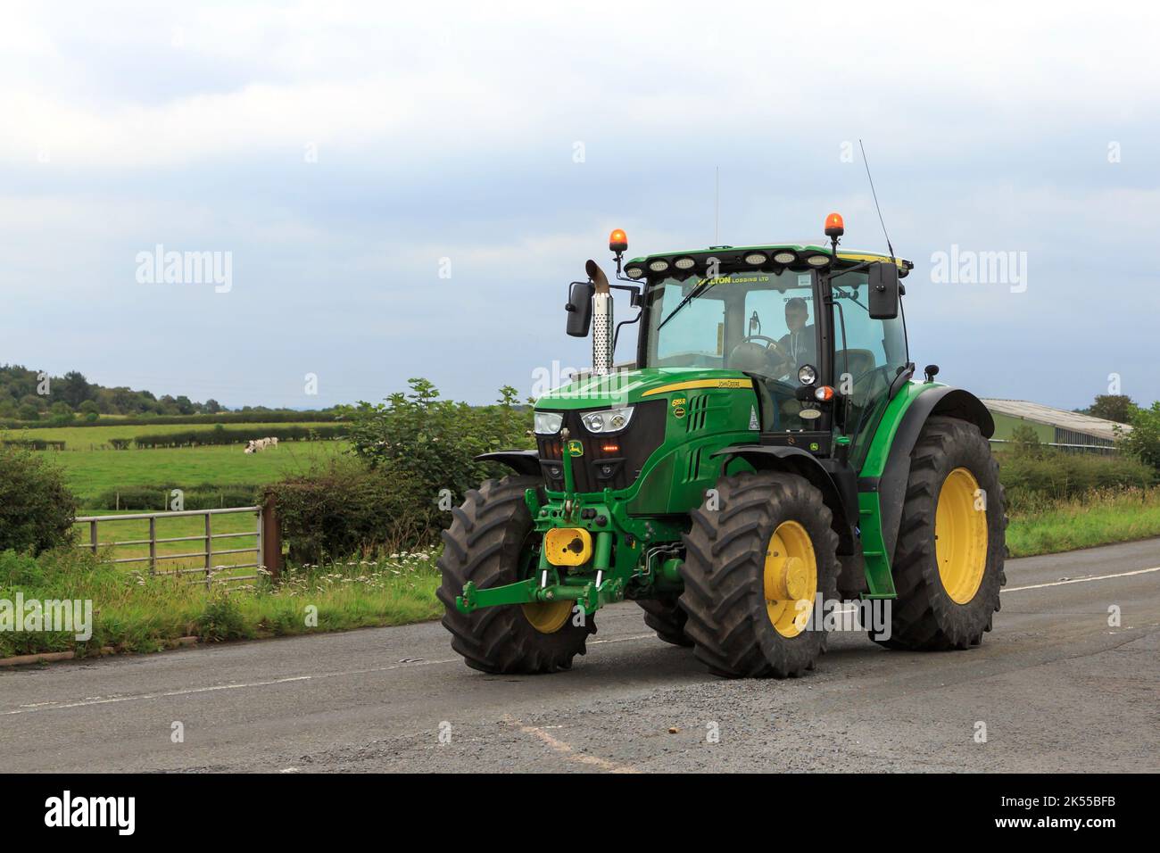 Eastriggs, Scotland - September 04, 2022: John Deere 6155R tractor ...