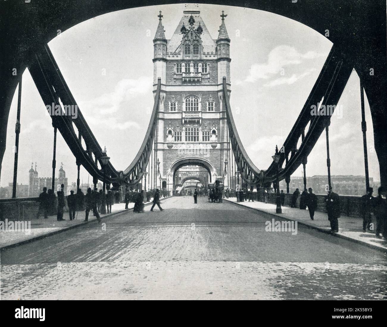 Tower Bridge in London during the 19th century, showing the newly built ...