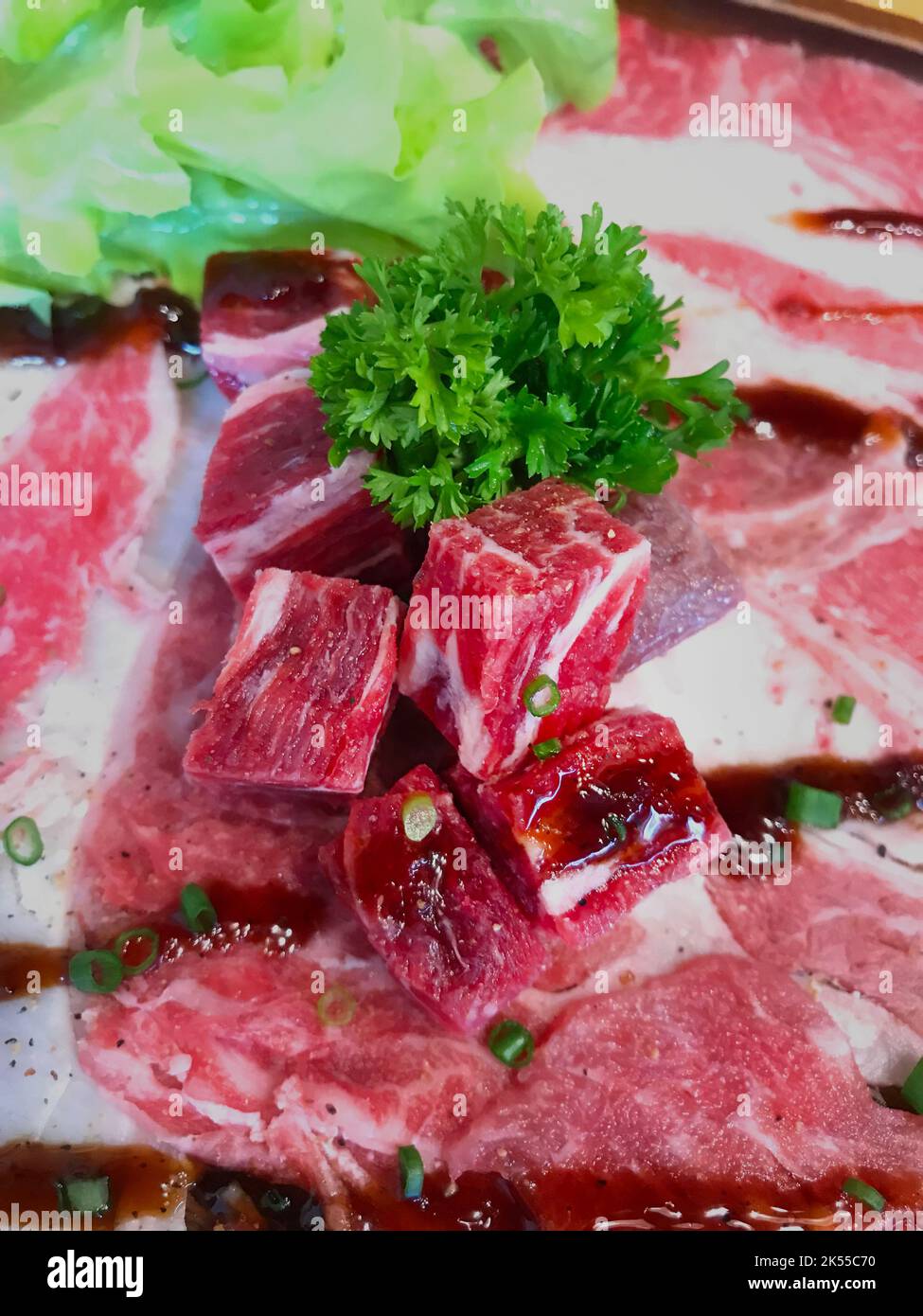 Big Set of striped calf beef prepare for grilled considered one of the ...