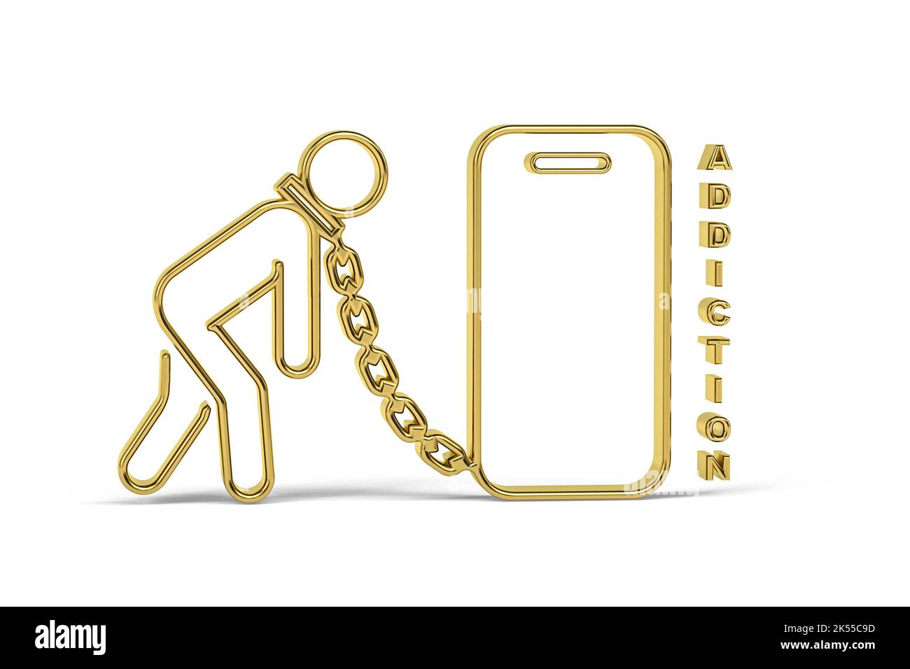Golden 3d addiction icon isolated on white background - 3d render Stock ...