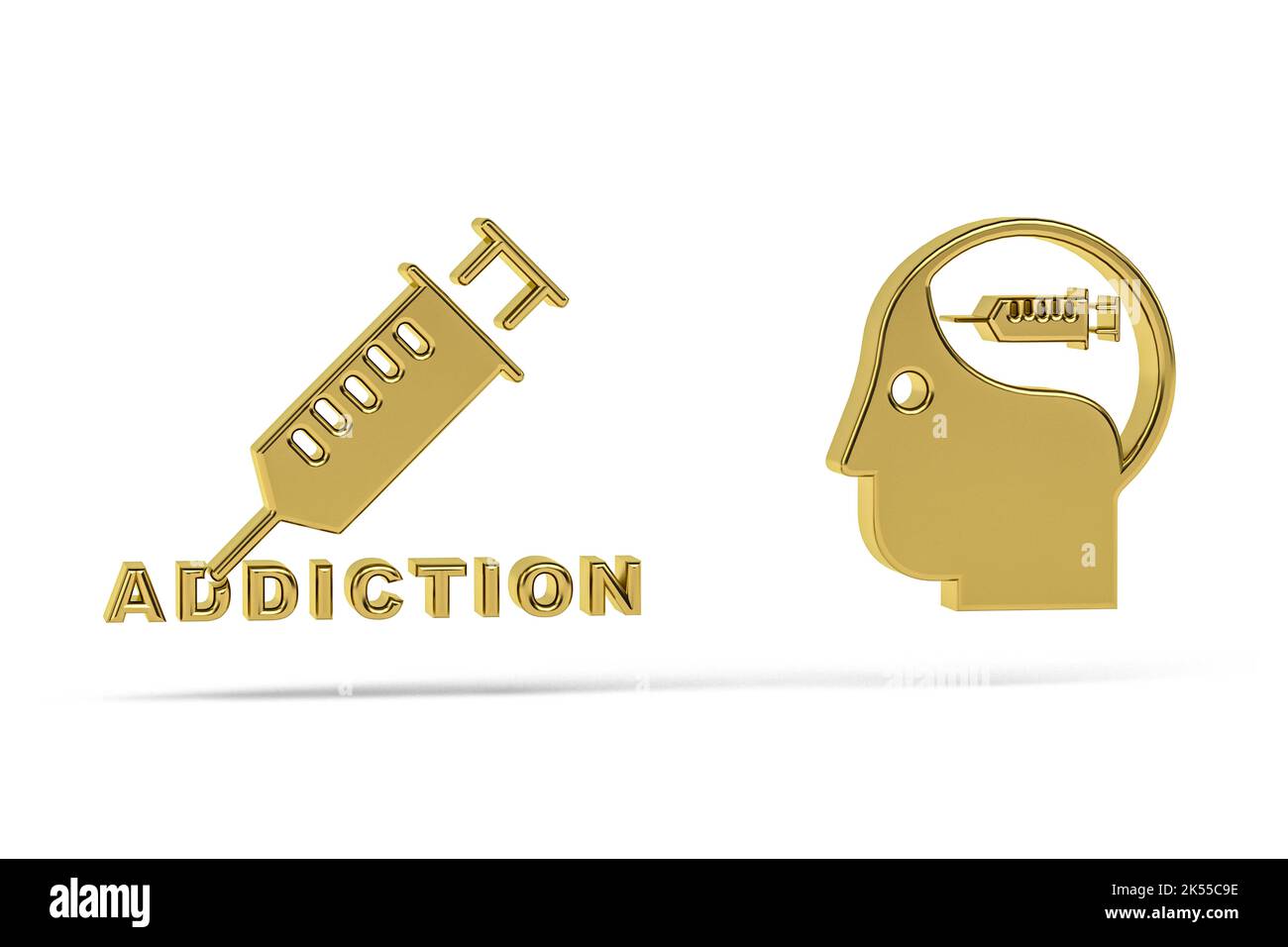 Golden 3d addiction icon isolated on white background - 3d render Stock ...