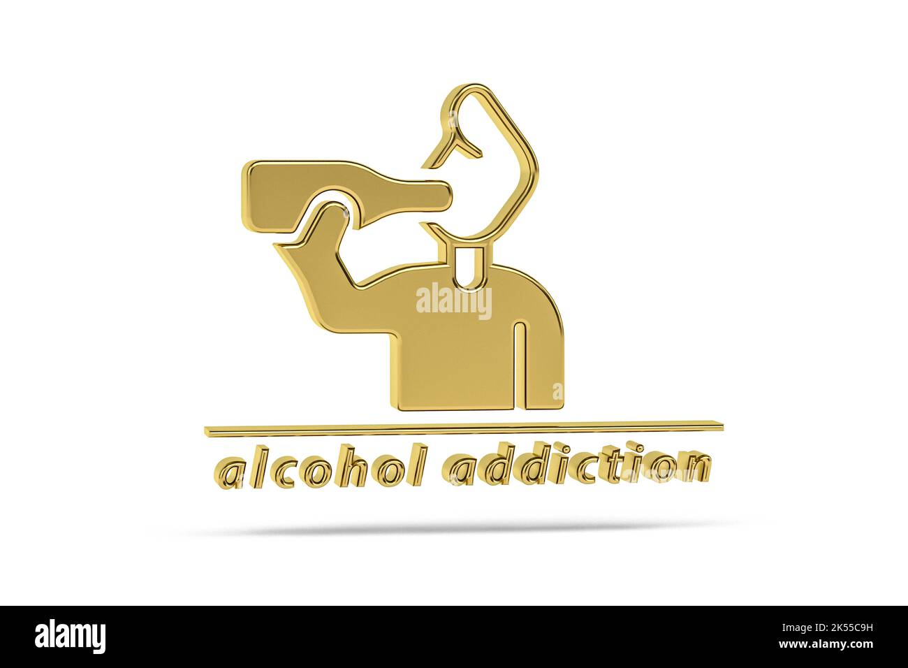 Golden 3d addiction icon isolated on white background - 3d render Stock ...