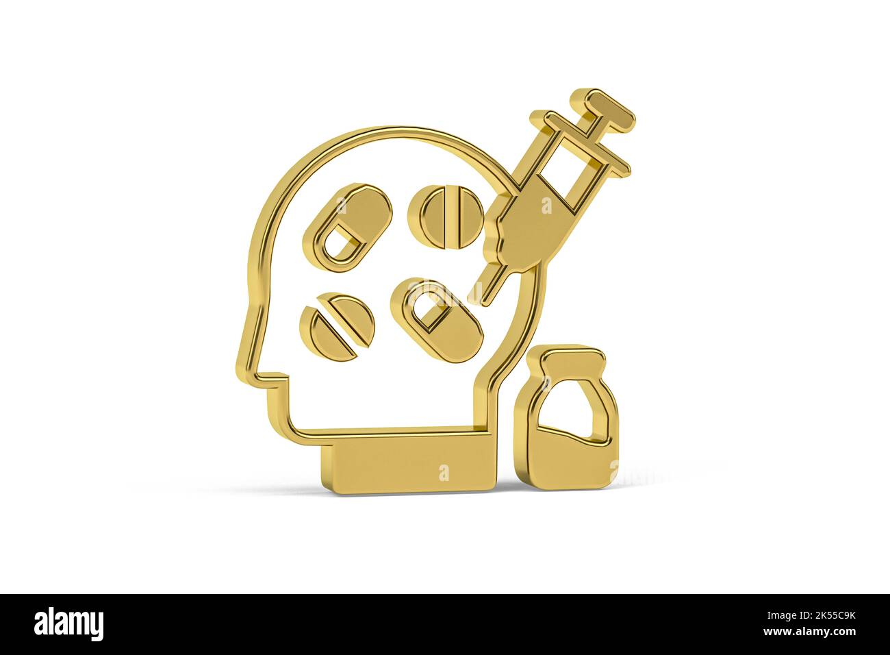 Golden 3d addiction icon isolated on white background - 3d render Stock ...