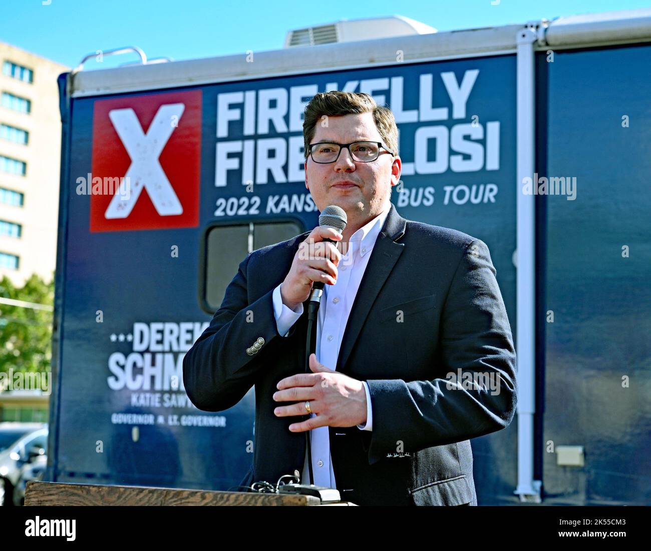 TOPEKA, KANSAS - OCTOBER 5, 2022Congressman Jake LaTurner (KS-2) speaks ...