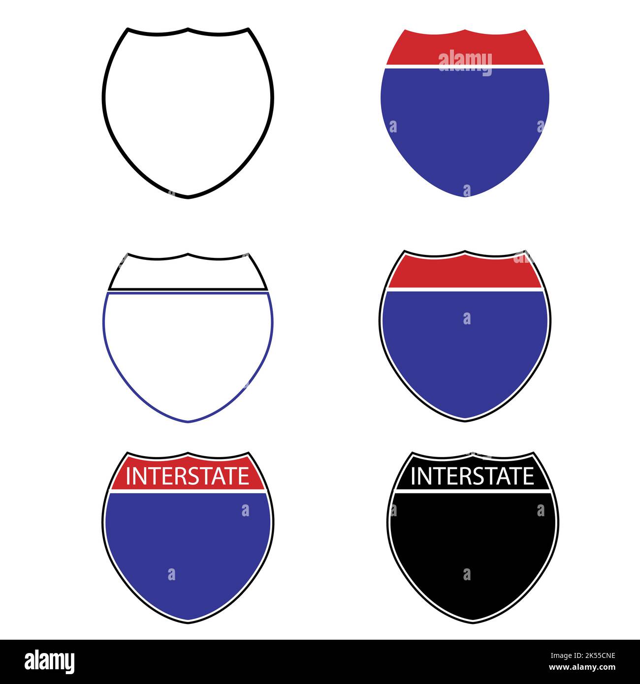 Blank American Interstate Highway Set on white background. interstate highway sign. flat style ...