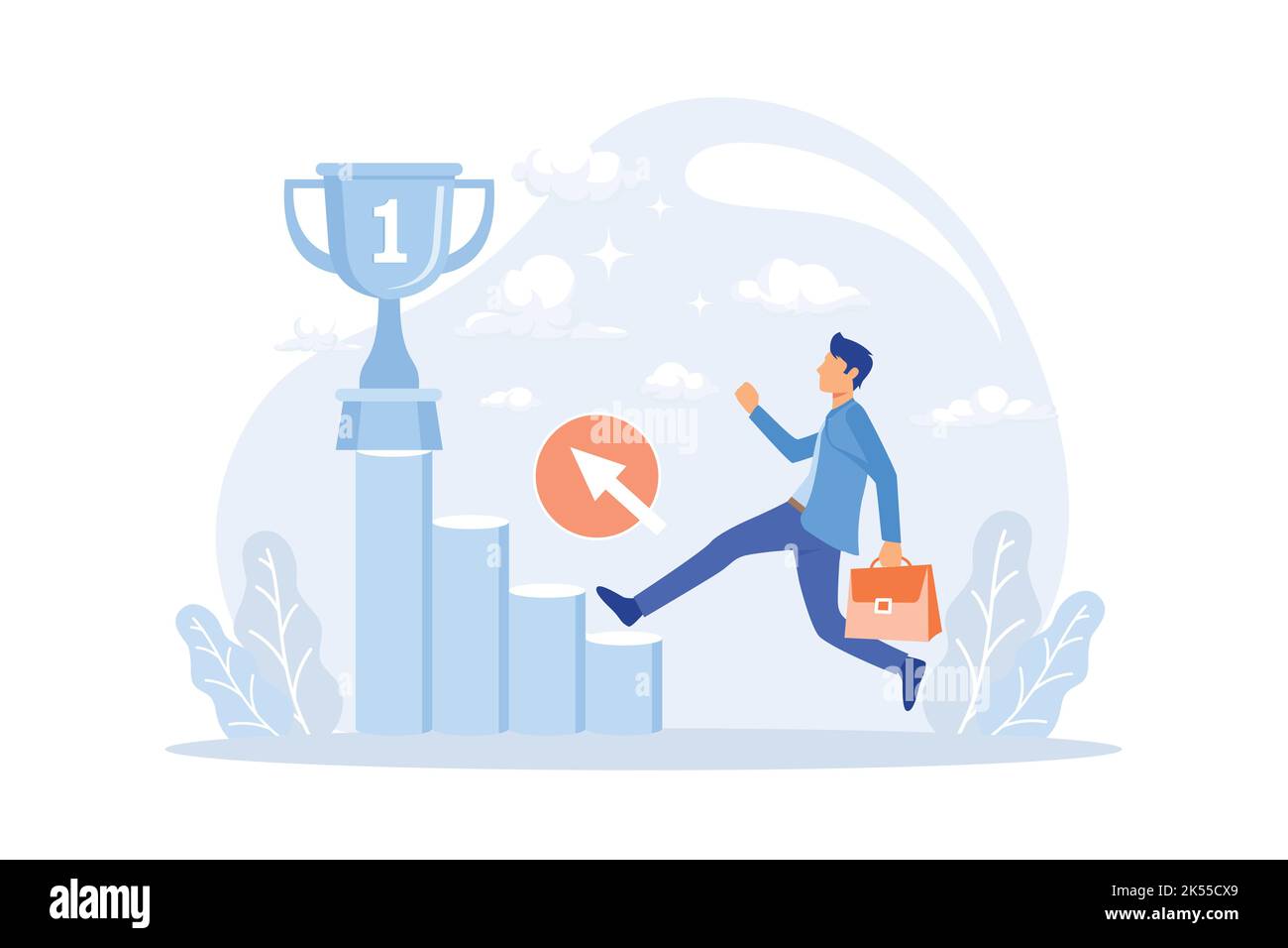 people run to their goal on the column of columns, move up motivation ...