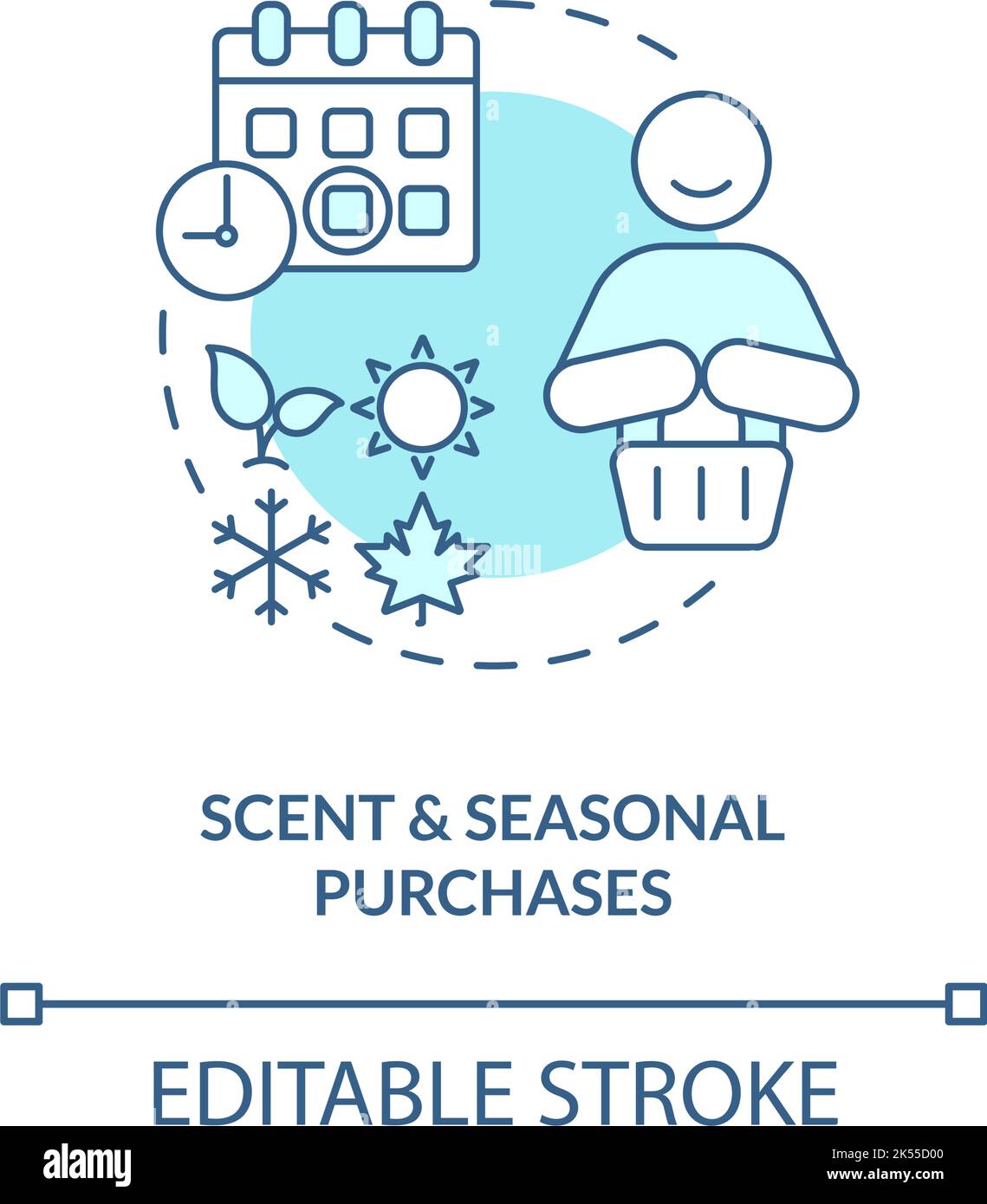 Scent and seasonal purchases turquoise concept icon Stock Vector Image ...