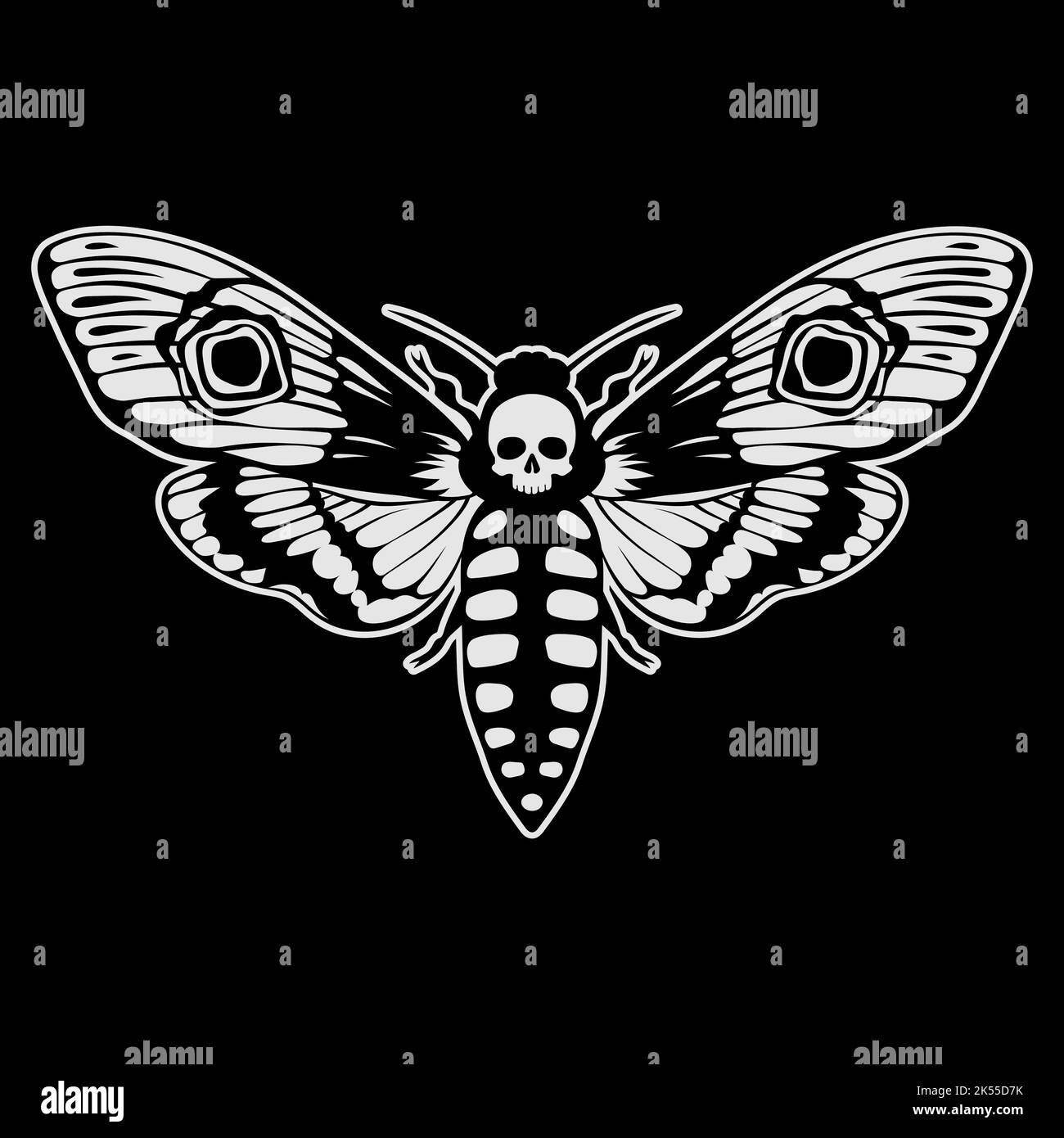 Death's head hawk moth. Acherontia atropos butterfly design, hand drawn ...