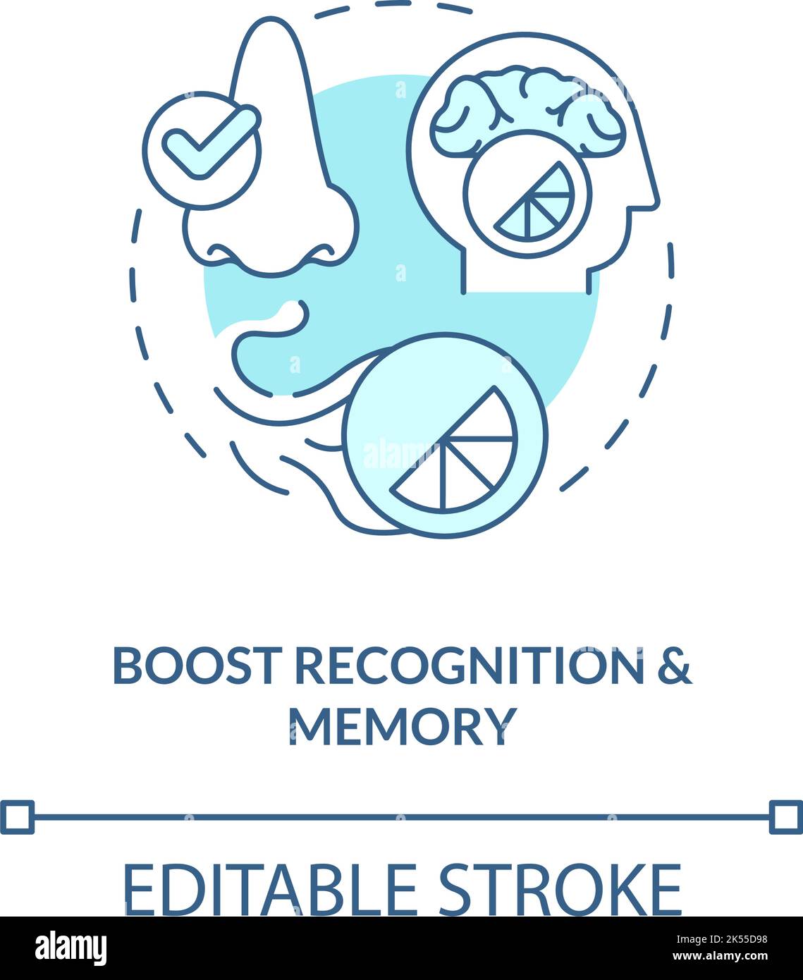 Boost recognition and memory turquoise concept icon Stock Vector Image ...
