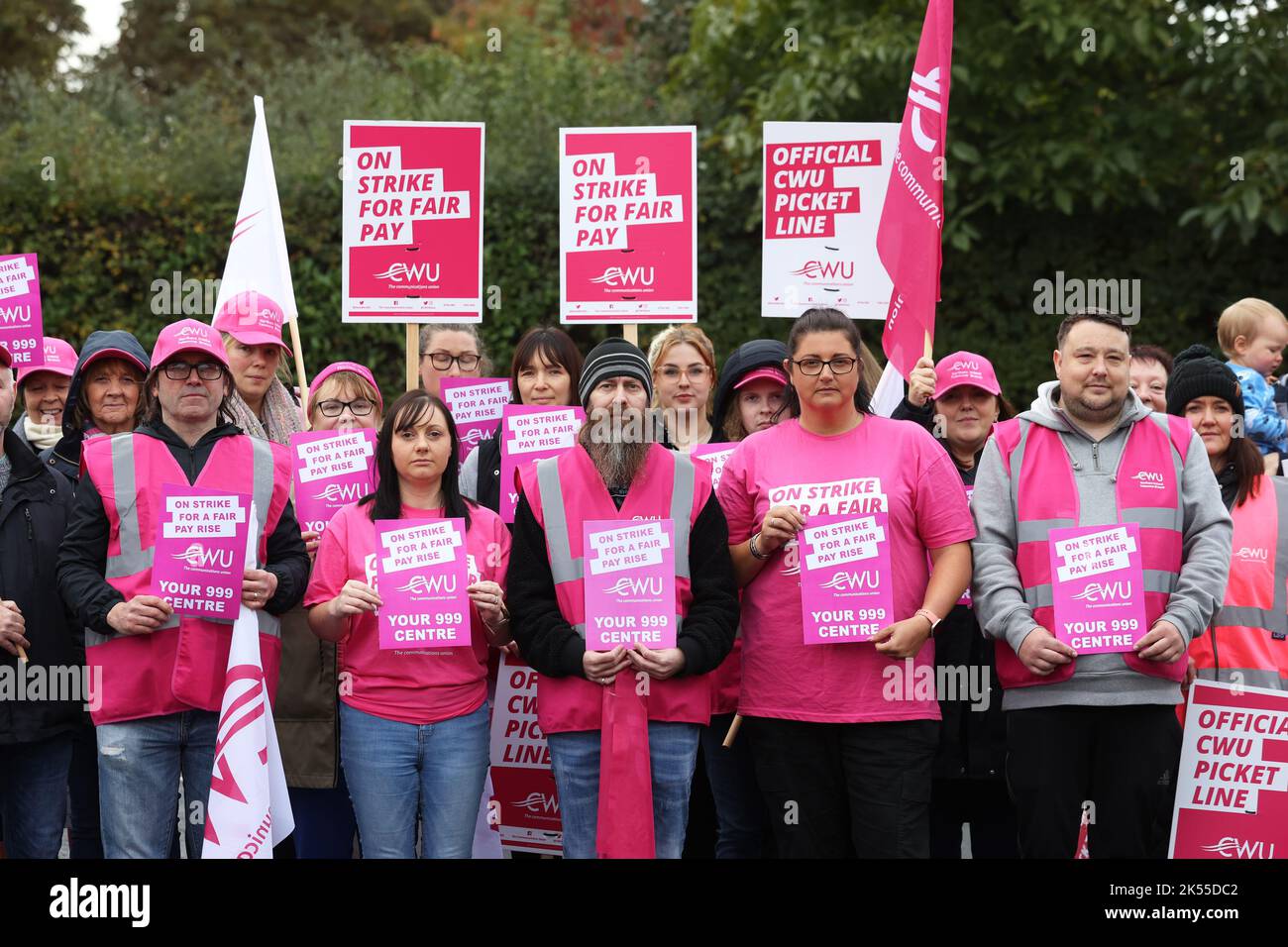 BT employees including emergency call handlers take part in a strike in ...