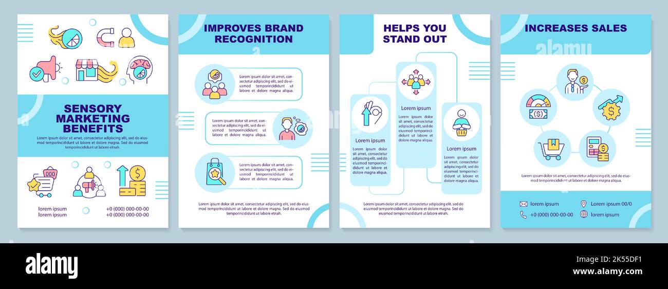 Sensory marketing benefits cyan brochure template Stock Vector Image ... Sensory marketing benefits cyan brochure template Stock Vector Image ...