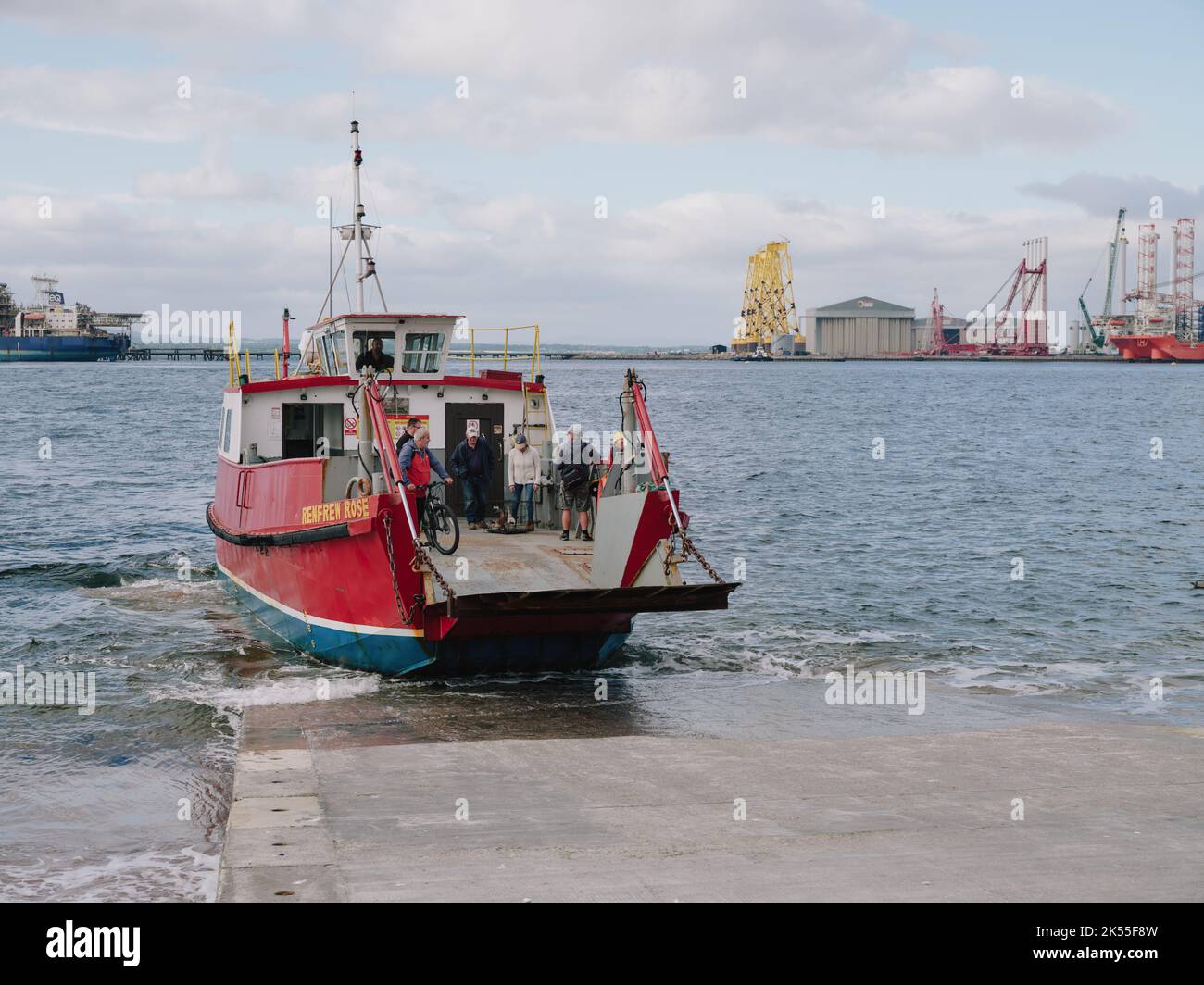 The Cromarty-Nigg highland ferry service with foot passengers arriving ...