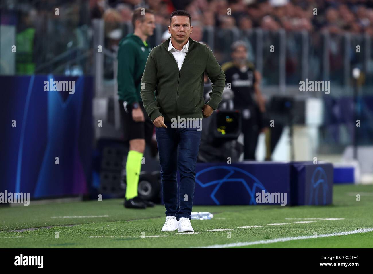 Turin, Italy. October 5, 2022, Barak Bakhar, head coach of Maccabi ...