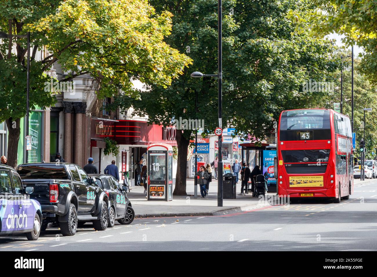 A 43 bus stops outside the Coronet, a former cinema, now an ...