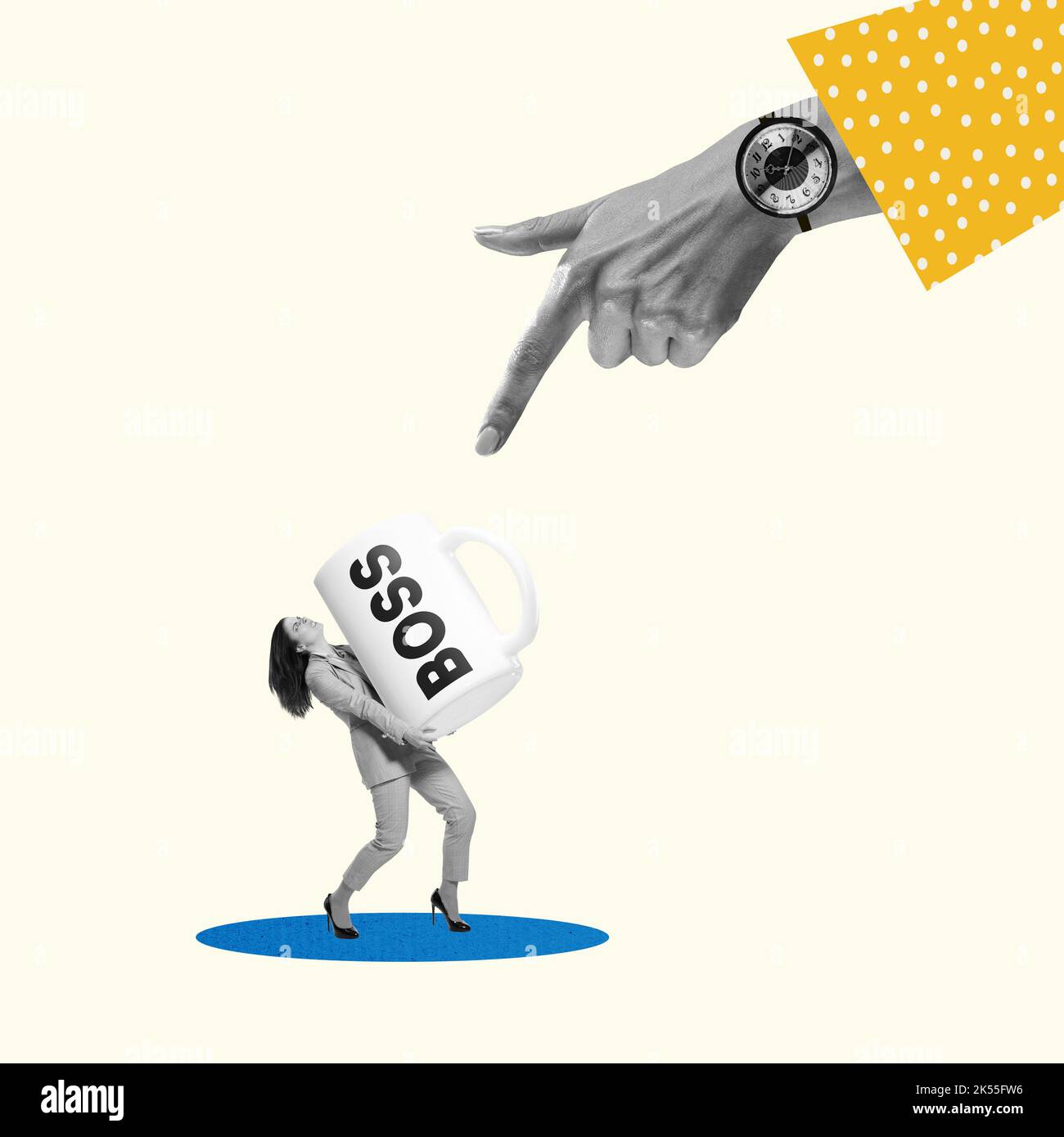 Guiding hand showing direction for young woman, office worker isolated ...