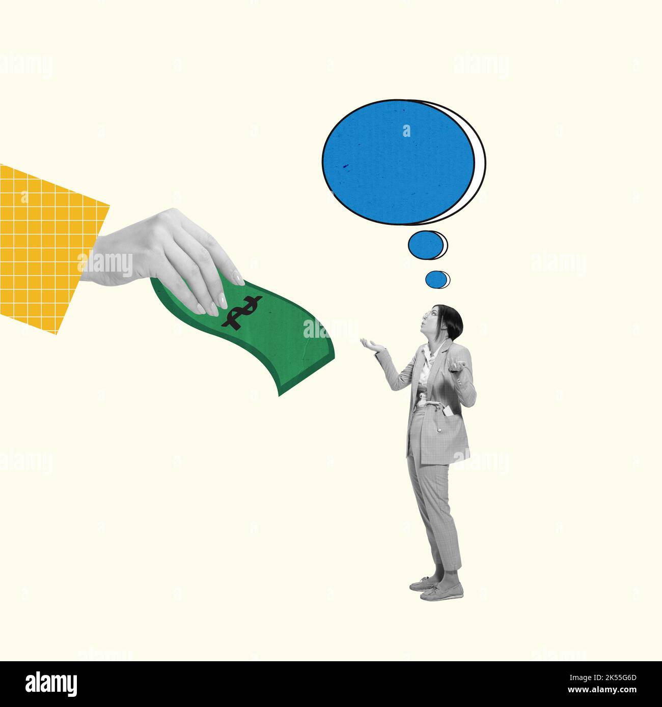 Wealth, income, profit and savings concept. Contemporary art collage ...