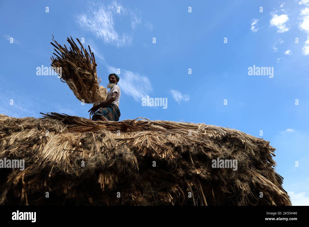 October 6, 2022, manikgonj, Manikgonj, Bangladesh: A man is stacking ...