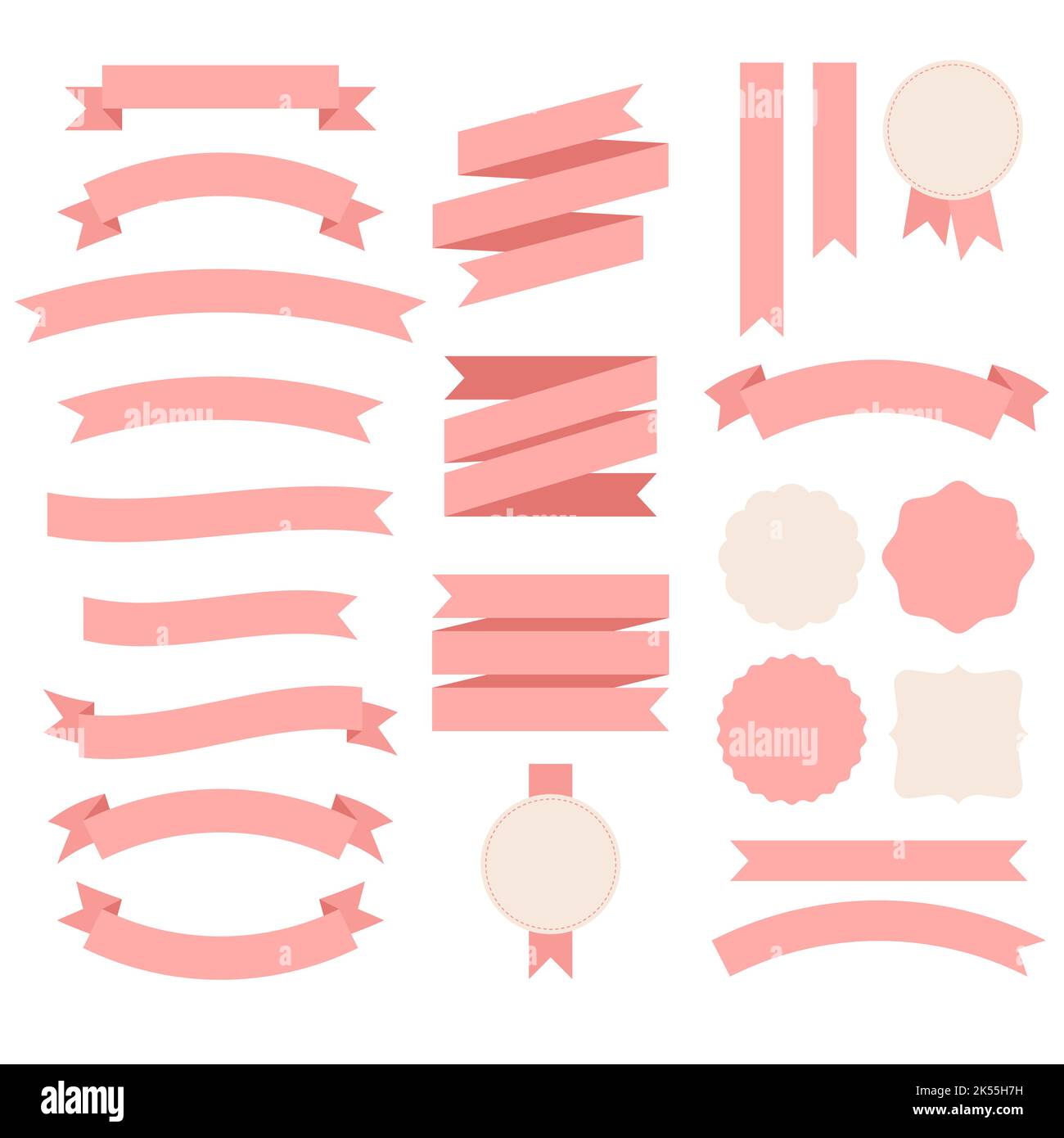 Vector collection of pink ribbons and stickers Stock Vector Image & Art ...