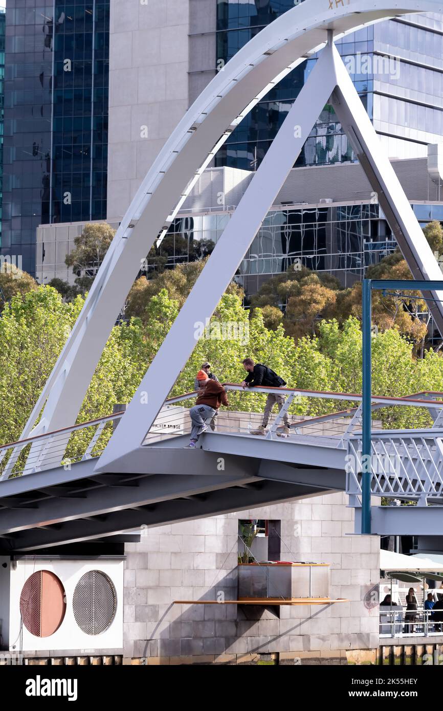 Melbourne, Australia, 6 October, 2022. A police negotiator speaks to a ...